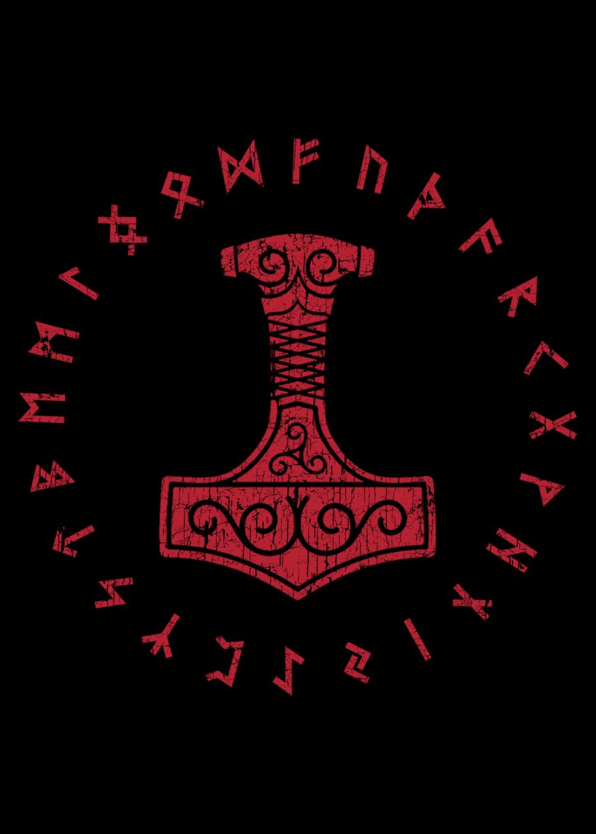 'Thors Hammer Viking Runes' Poster by Richard Åkers | Displate