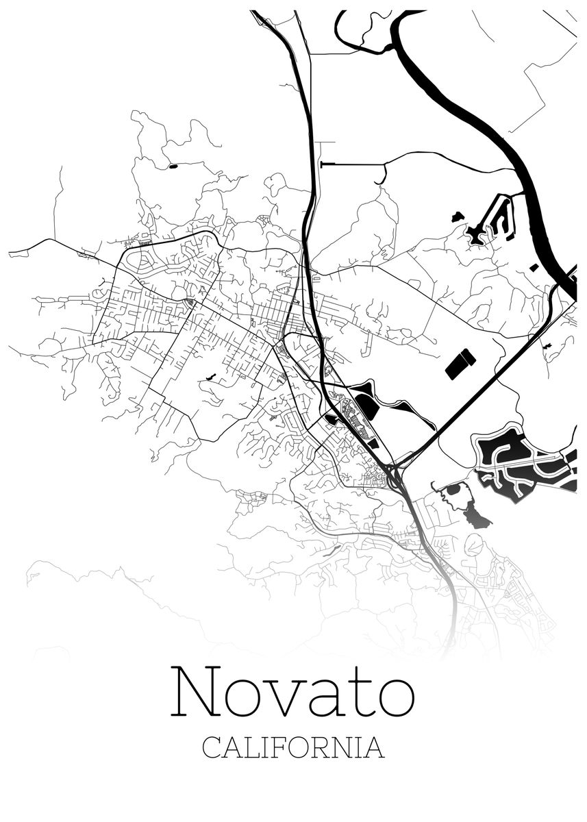 'Novato California map' Poster, picture, metal print, paint by ...