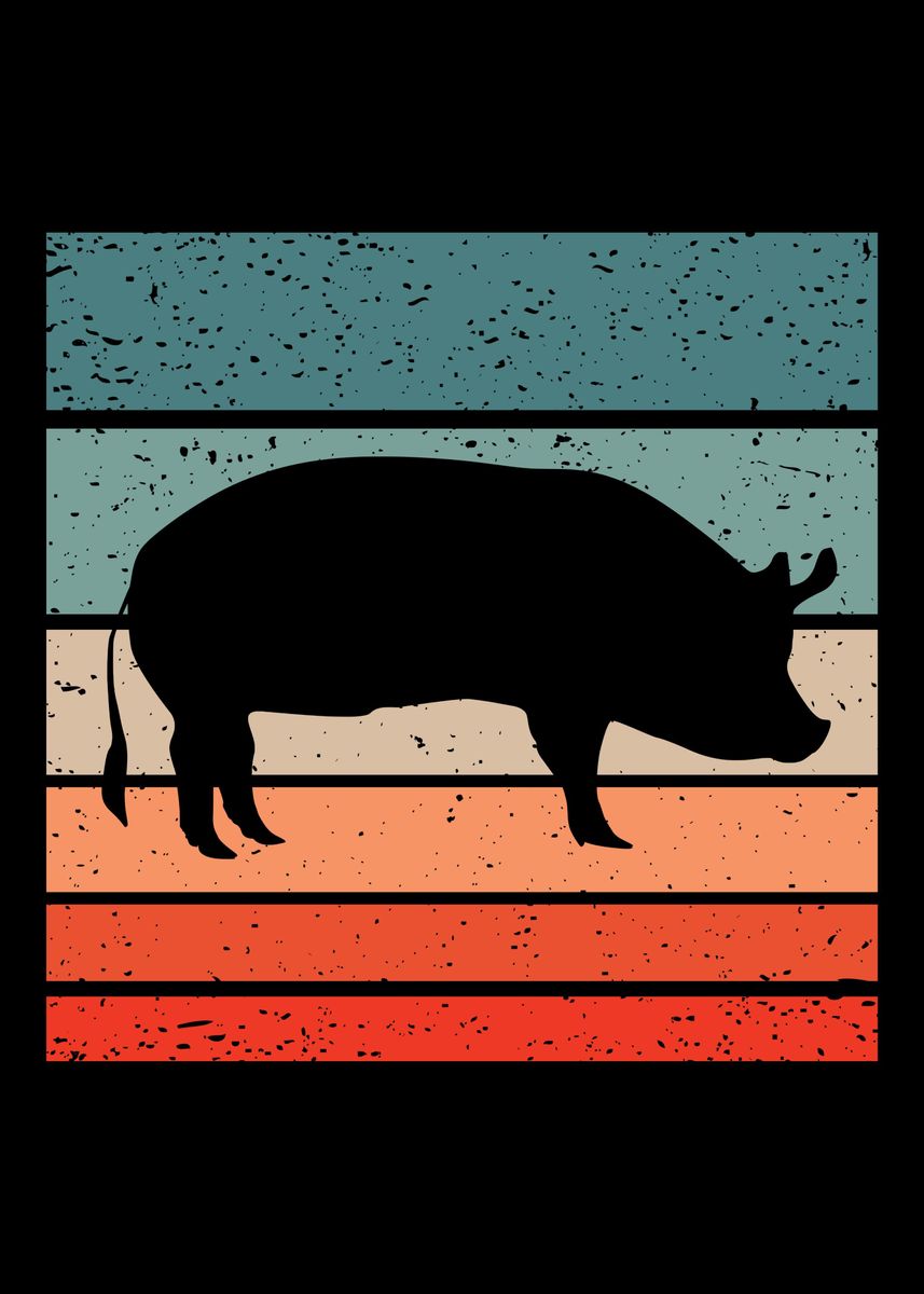 'Pig Retro Vintage' Poster by royalsigns | Displate