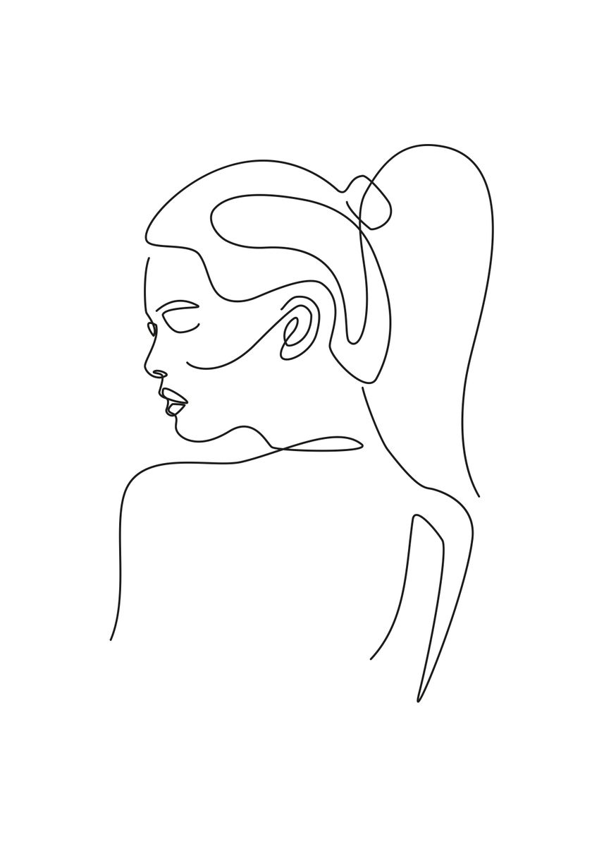 'Modern Woman Pose line art' Poster, picture, metal print, paint by ...