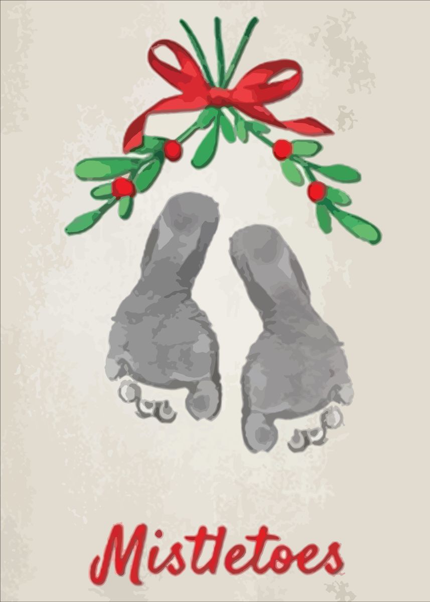 'Merry Christmas Mistletoes' Poster, picture, metal print, paint by ...