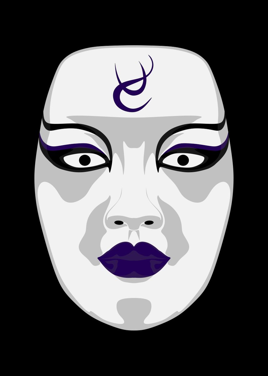 'Kabuki Mask 22' Poster, picture, metal print, paint by Josh B | Displate