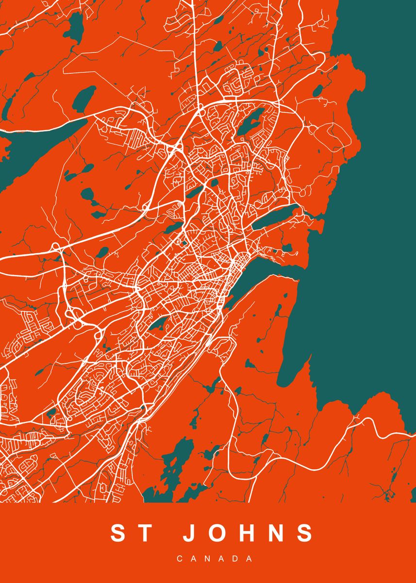 'ST JOHNS Map CANADA' Poster, picture, metal print, paint by UrbanMaps ...