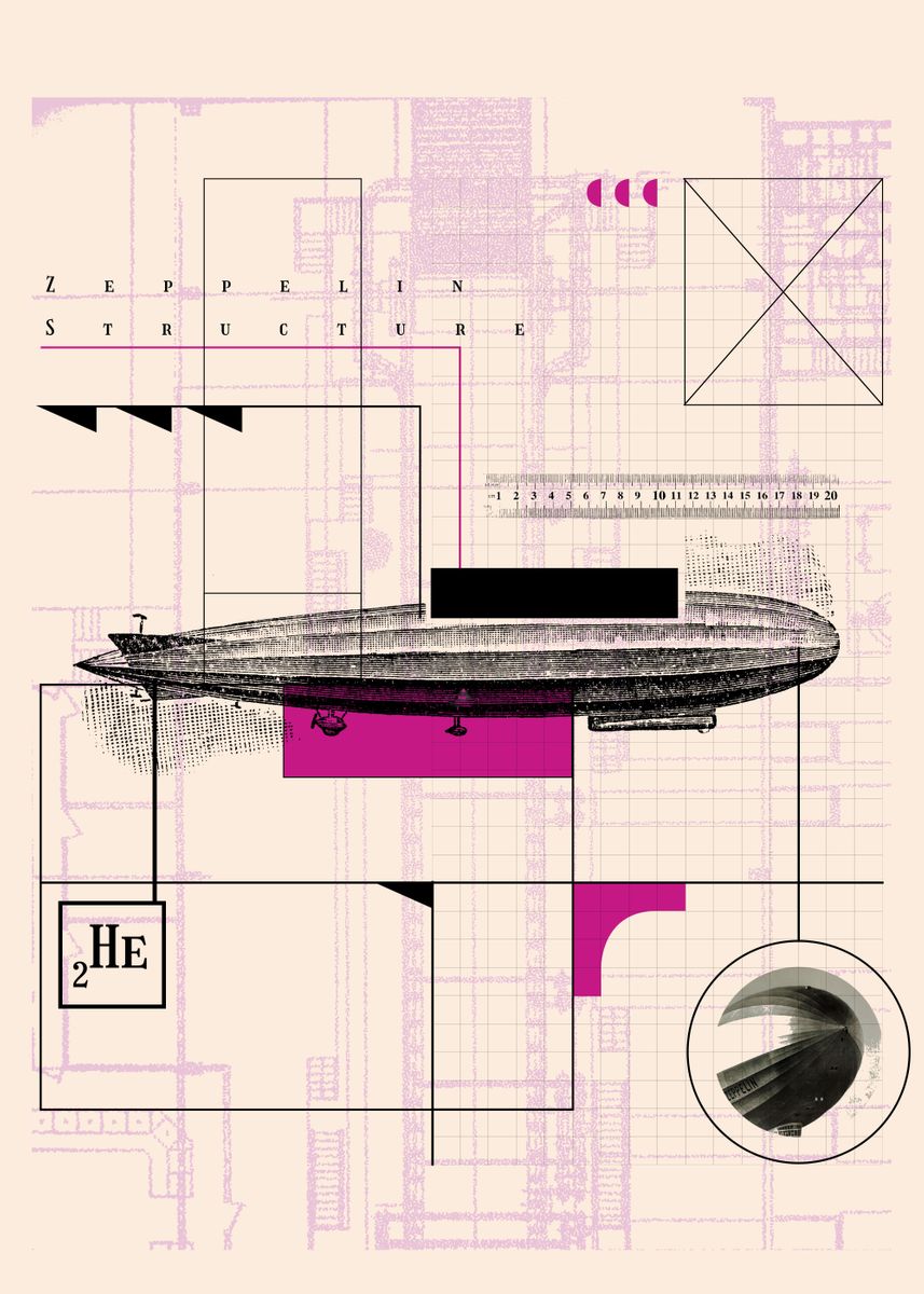 'Zeppelin' Poster, picture, metal print, paint by Sam Kal | Displate