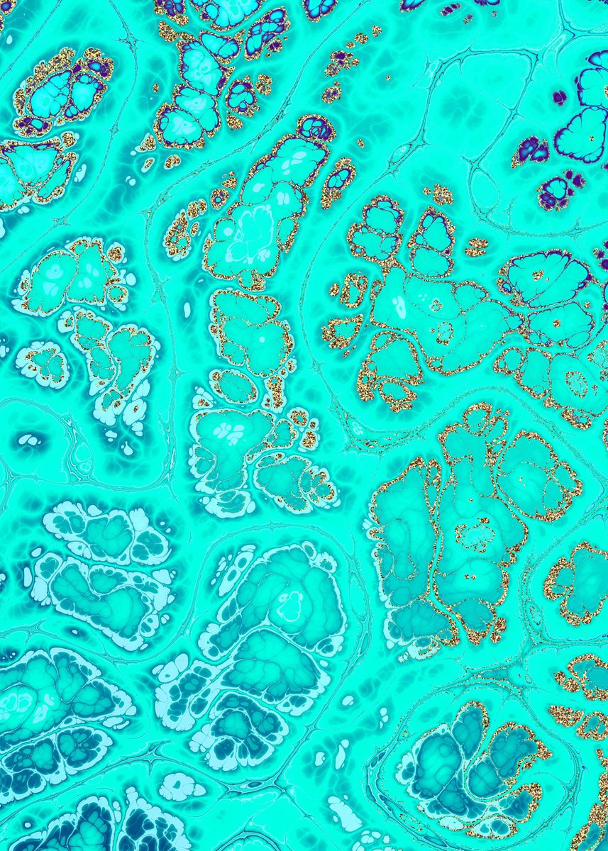 'Turquoise Gold Texture 14' Poster by Aloke Design | Displate