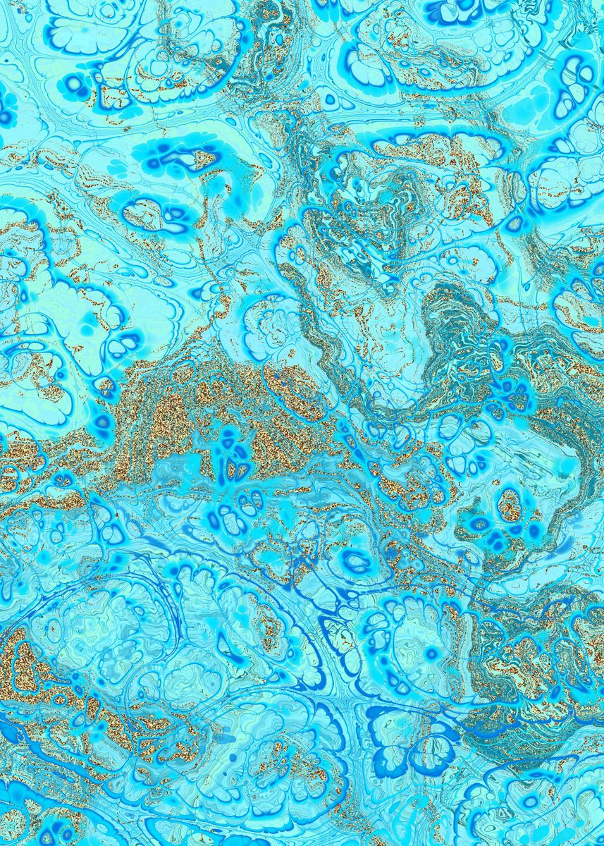 'Turquoise Gold Texture 17' Poster, picture, metal print, paint by ...