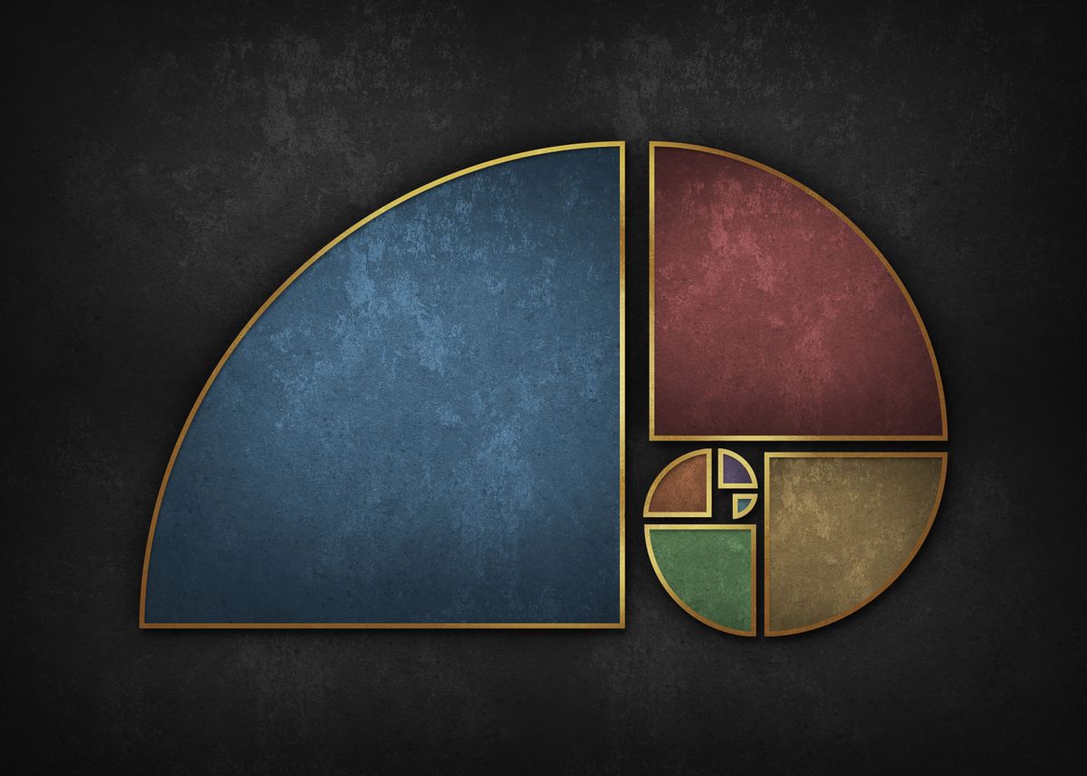 'Fibonacci Spiral Geometry' Poster by 84PixelDesign | Displate