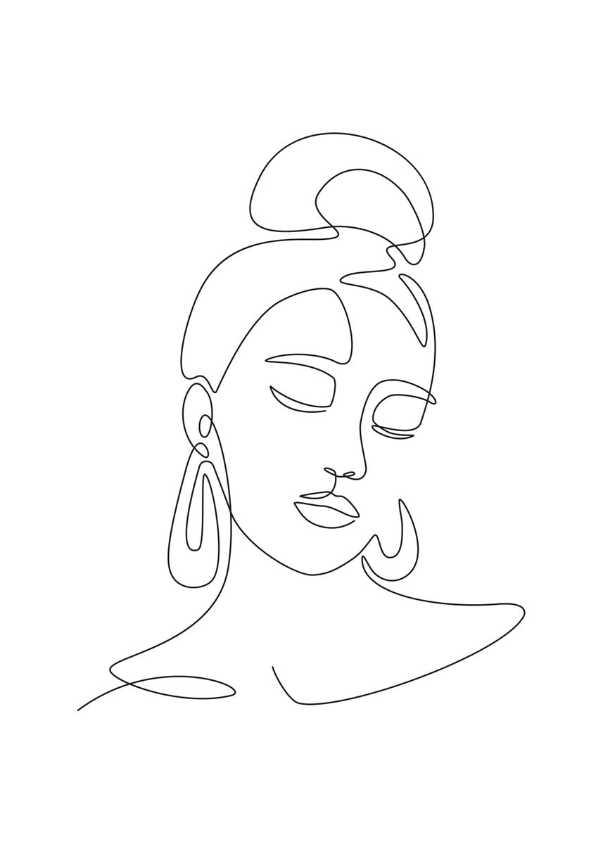 'Modern Woman Line Art' Poster, picture, metal print, paint by Human ...