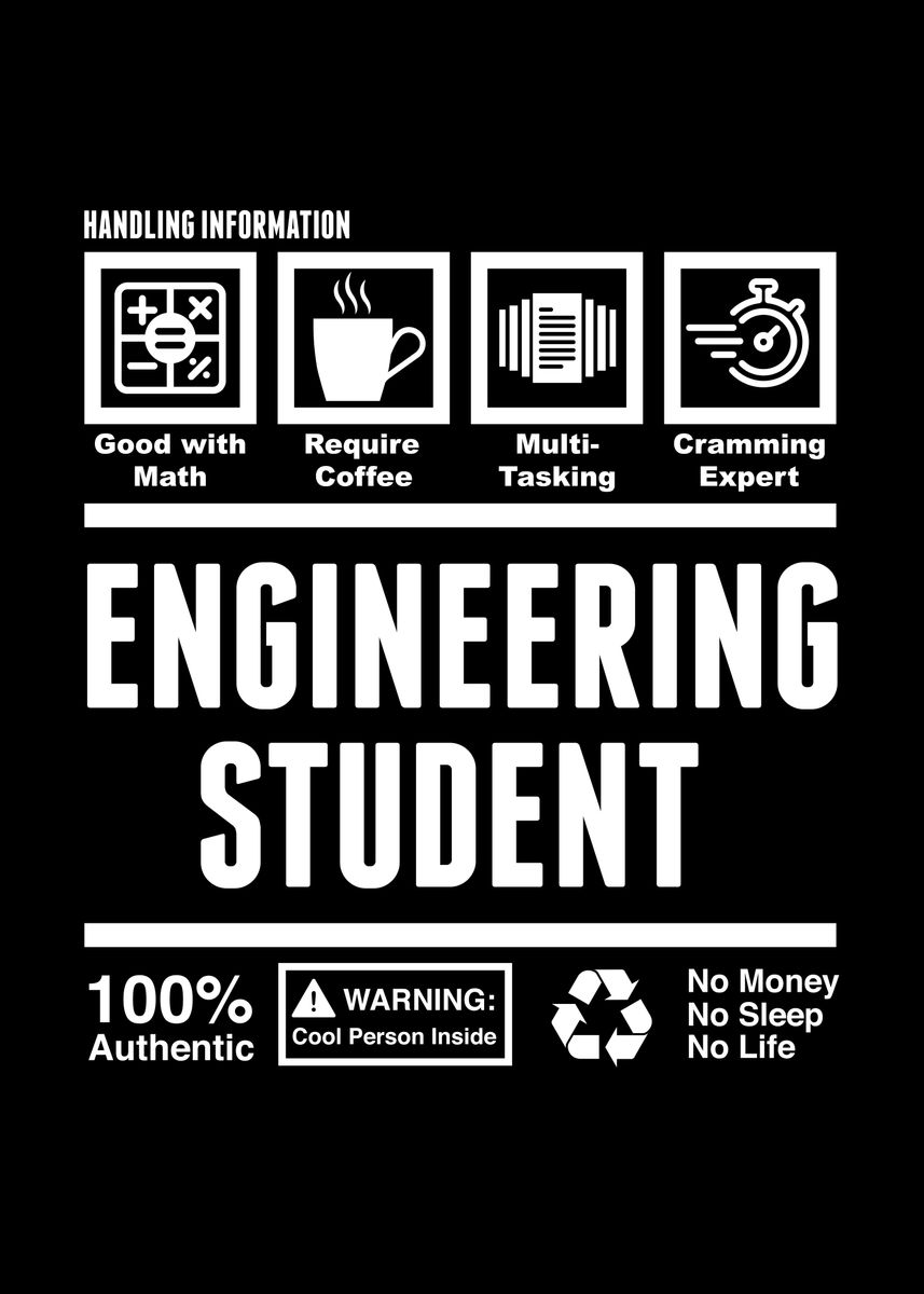 'Engineering Student Info' Poster, picture, metal print, paint by ...