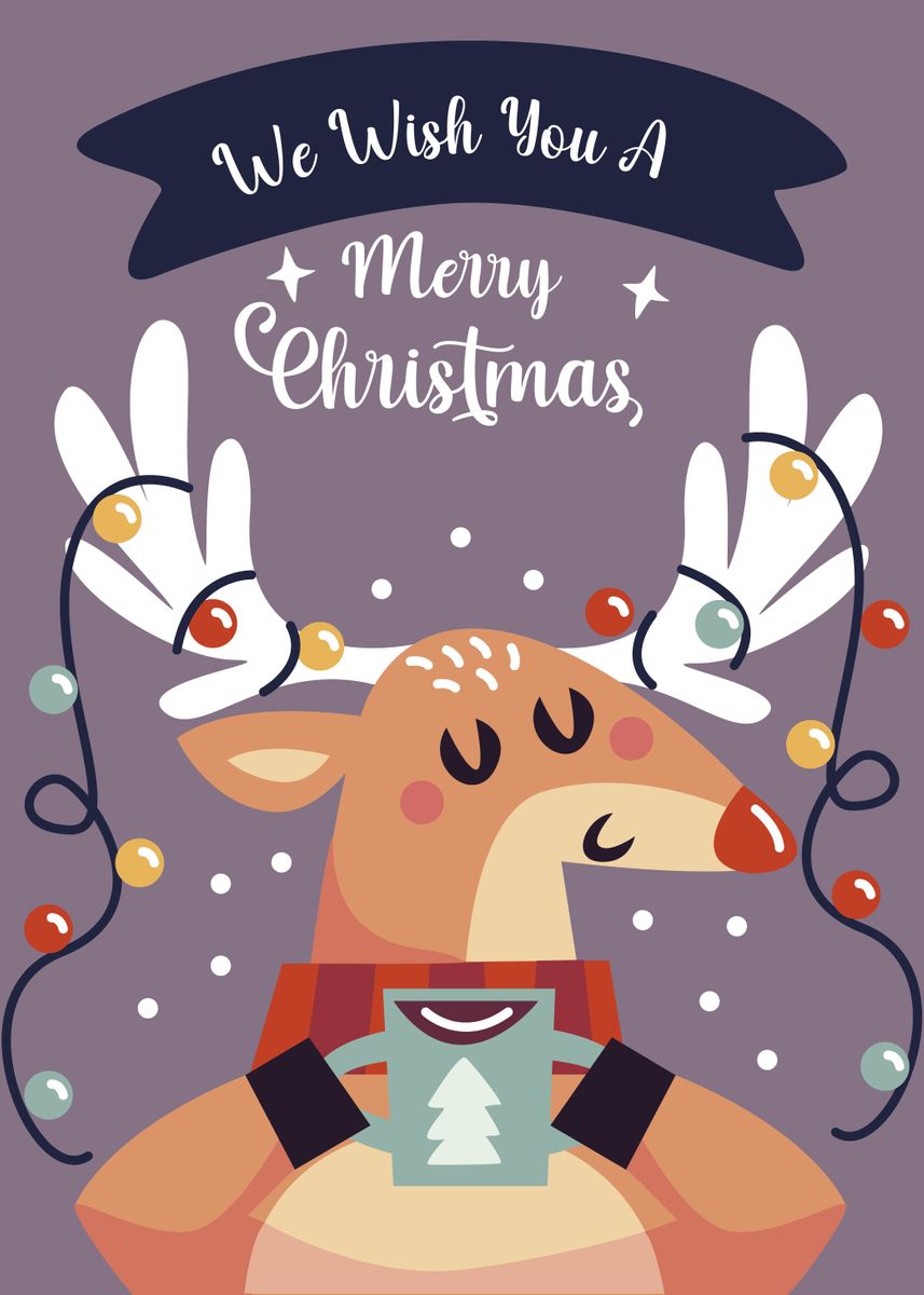 'Christmas Reindeer' Poster, picture, metal print, paint by Diego The ...