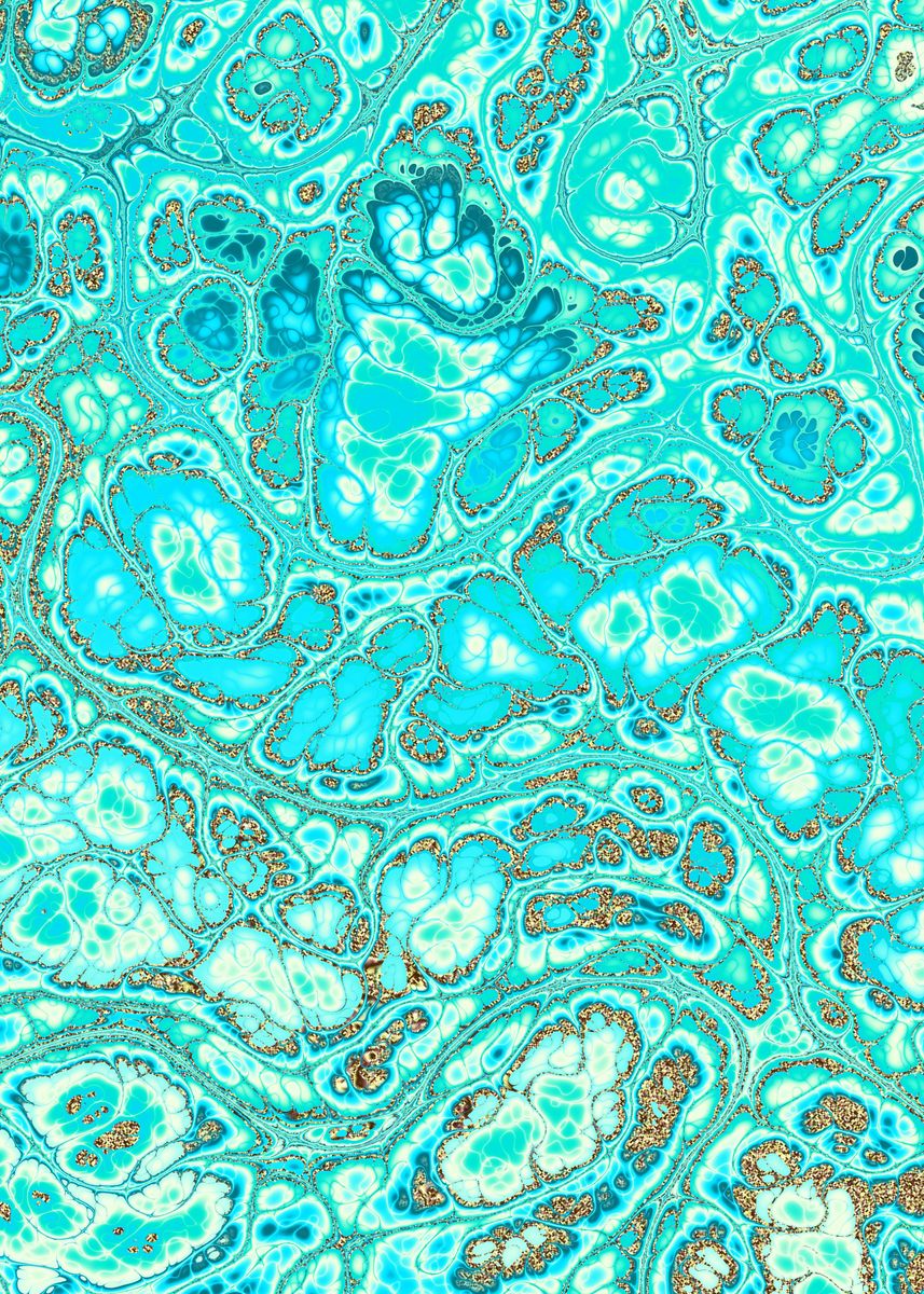 'Turquoise Gold Texture 15' Poster, picture, metal print, paint by ...