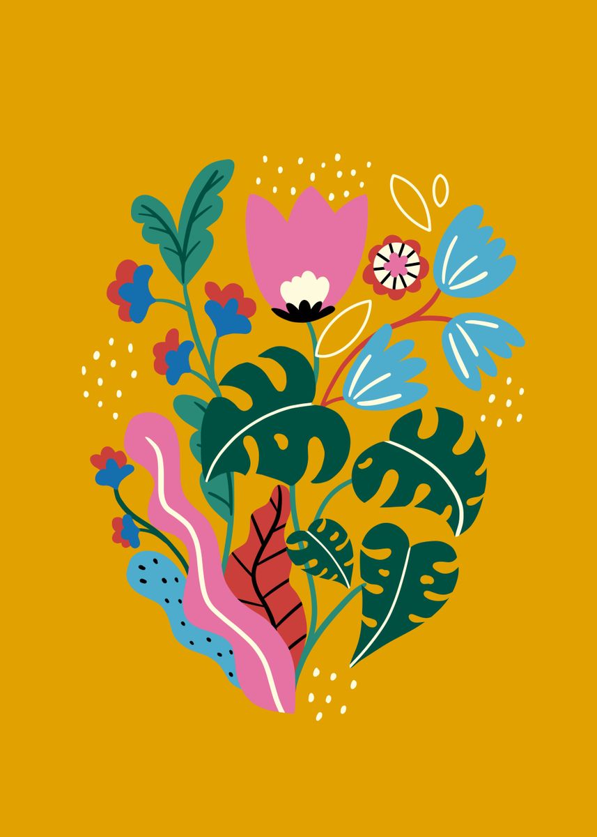 'Yellow Botanical Flowers' Poster by Senny Agestriani | Displate