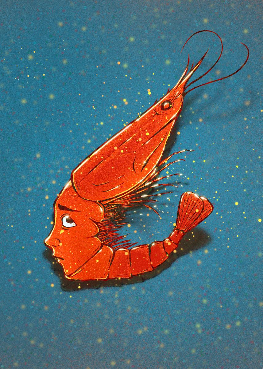 'Shrimp Face' Poster, picture, metal print, paint by Aswad Art | Displate