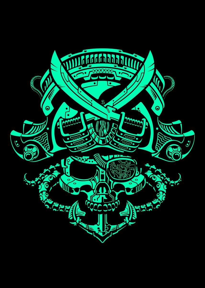 'Cyber Pirate Green Edition' Poster by SeryoghinArt | Displate