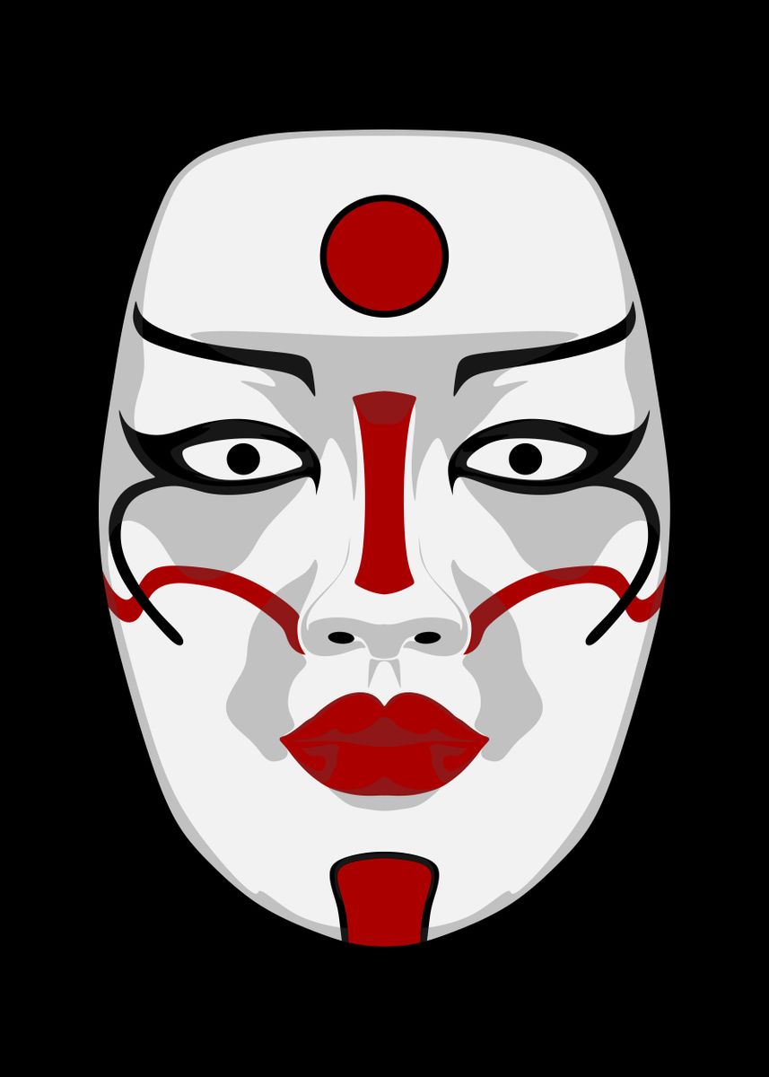 'Kabuki Mask 30' Poster, picture, metal print, paint by Josh B | Displate