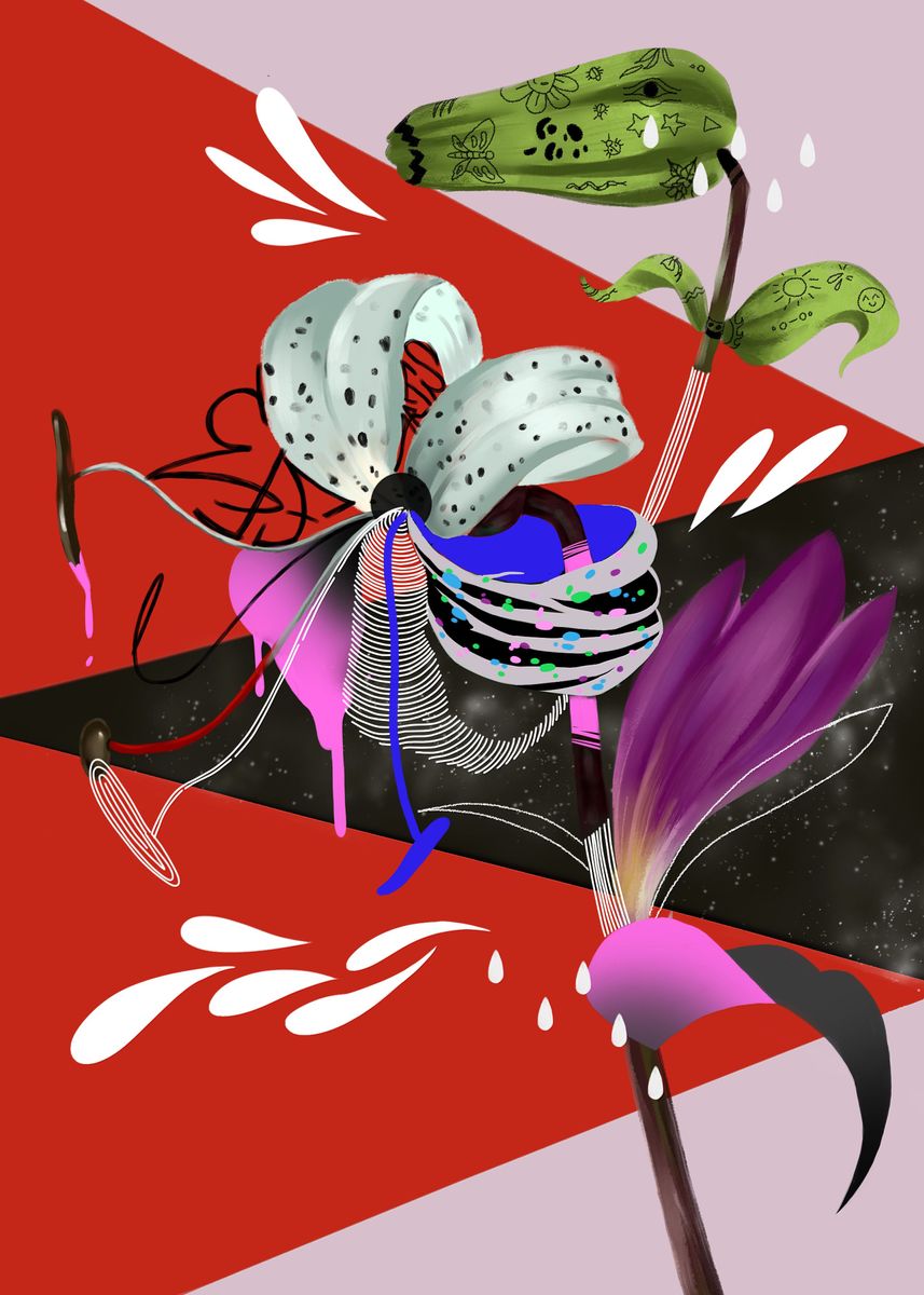 'Futuristic flower' Poster, picture, metal print, paint by AlissaElf ...