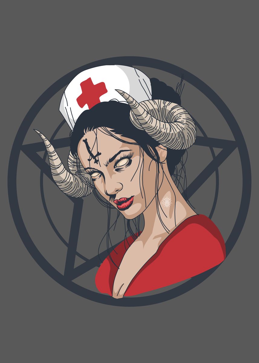 'Beautiful devil nurse ' Poster, picture, metal print, paint by Ardiyan ...