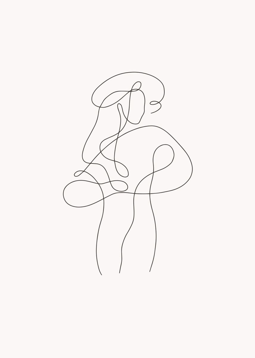 'Woman pose single line art' Poster, picture, metal print, paint by ...