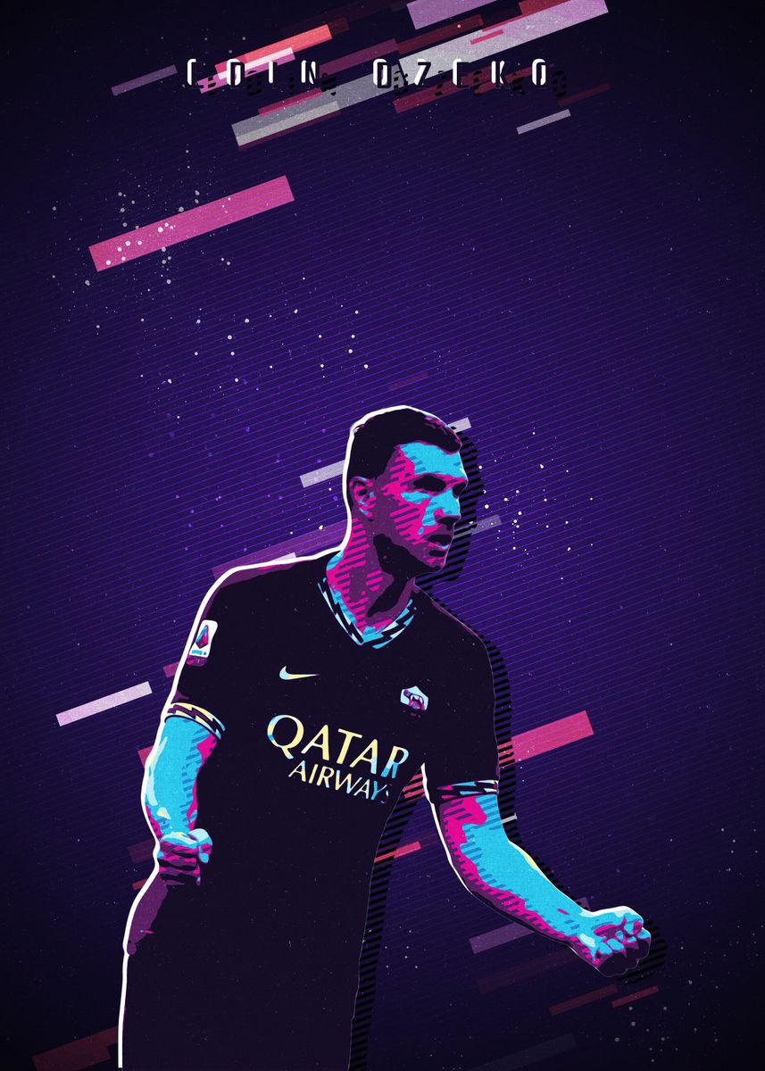 'Edin Dzeko Football' Poster, picture, metal print, paint by Pro Elise ...