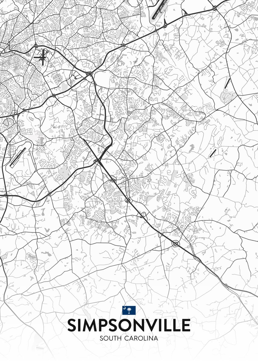 'Simpsonville SC' Poster, picture, metal print, paint by IMR Designs ...