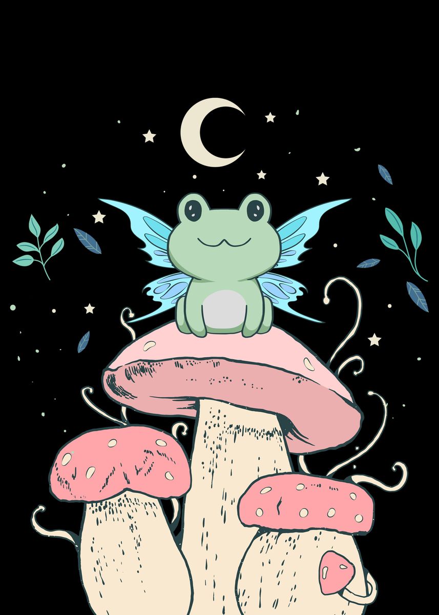 'Cottagecore Aesthetic Frog' Poster, picture, metal print, paint by ...