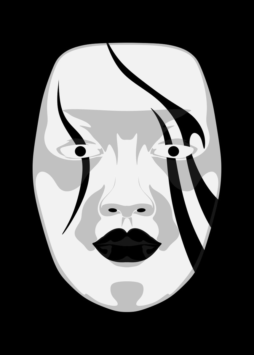 'Kabuki Mask 33' Poster, picture, metal print, paint by Josh B | Displate