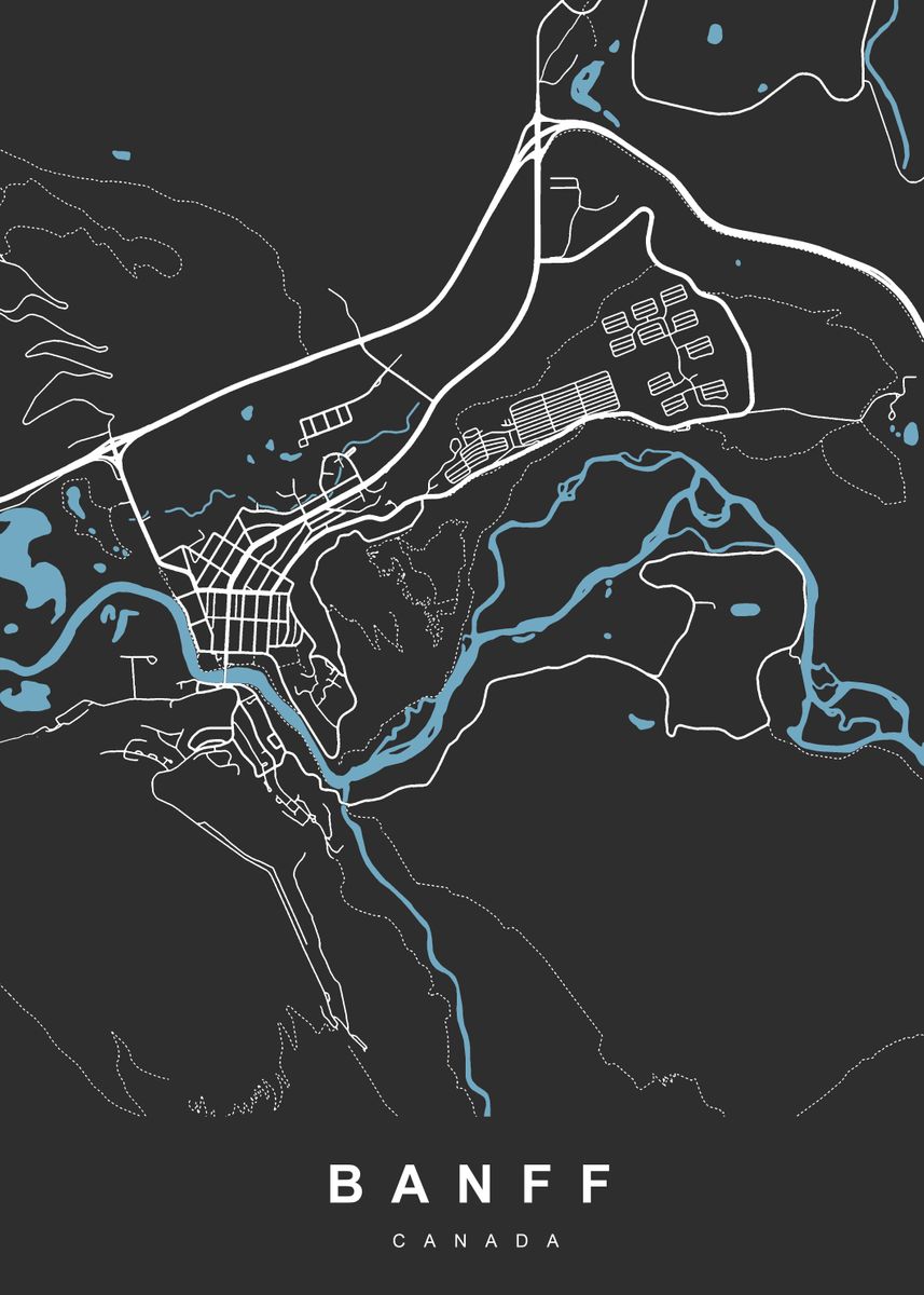 'BANFF Map CANADA' Poster by UrbanMaps | Displate