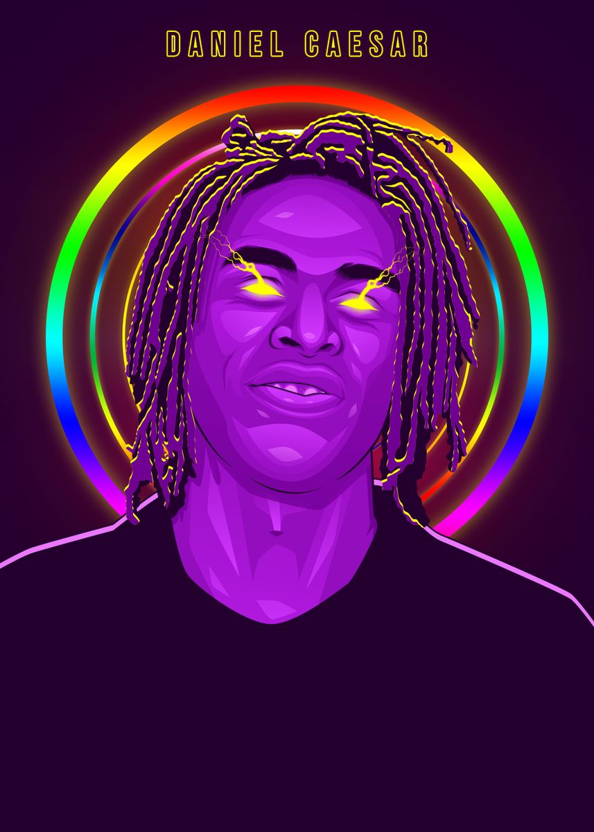 'Daniel Caesar Neon Art' Poster, picture, metal print, paint by Remang ...