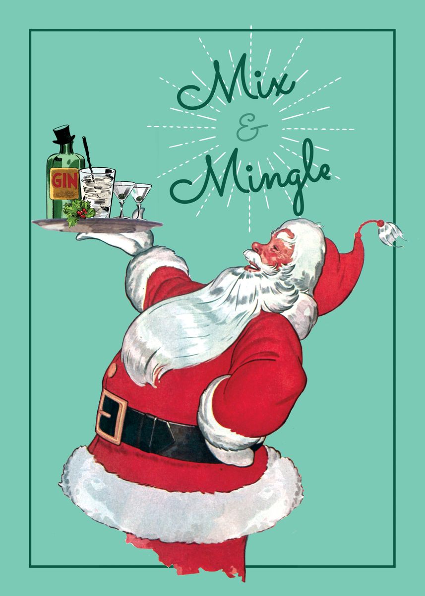 'Santa with drinks' Poster by American Vintage | Displate