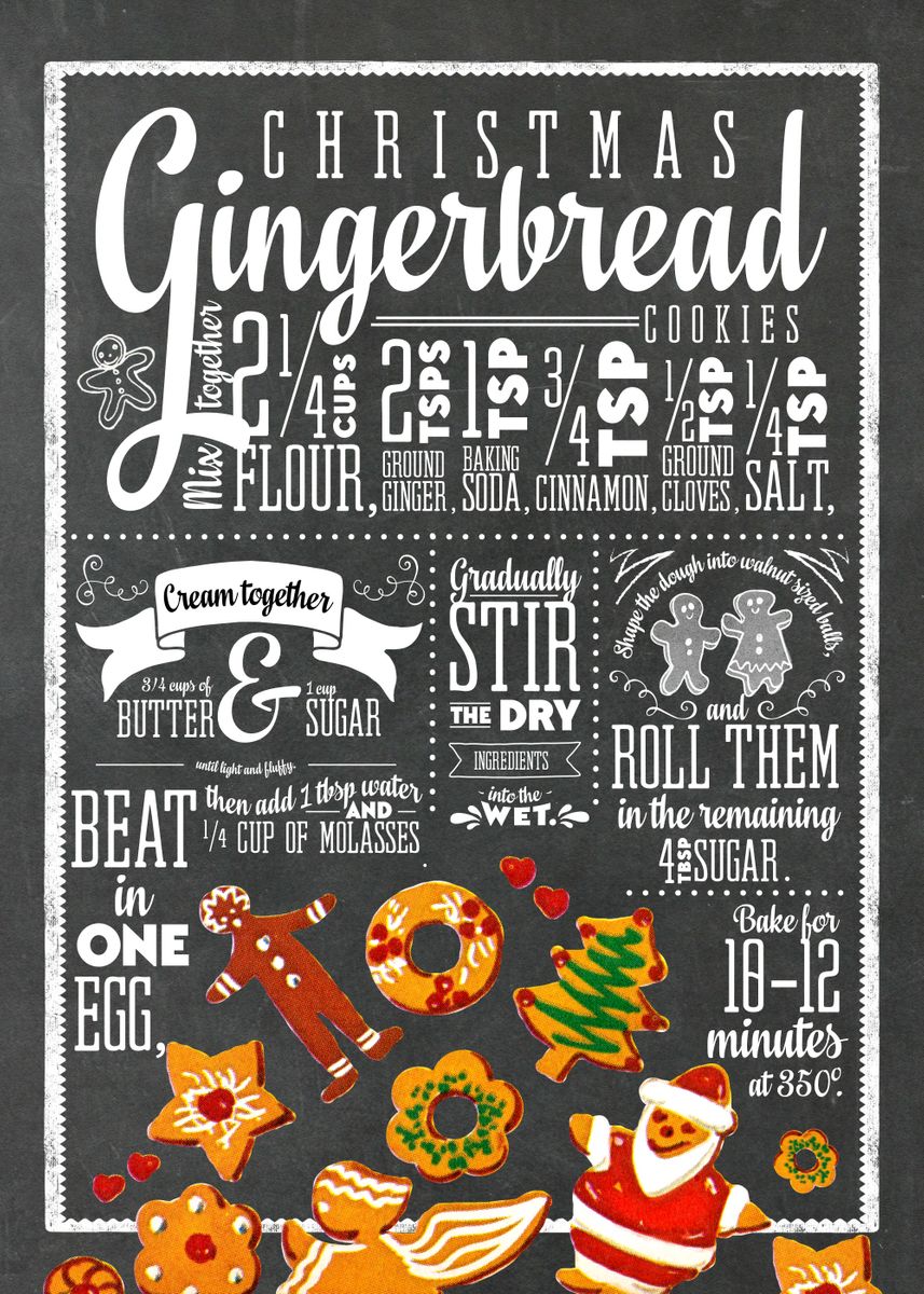 'Gingerbread recipe' Poster, picture, metal print, paint by American ...