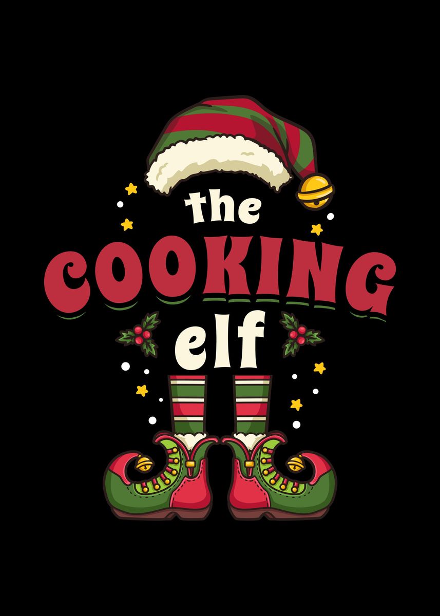 'Christmas Cooking Elf' Poster by Mealla | Displate