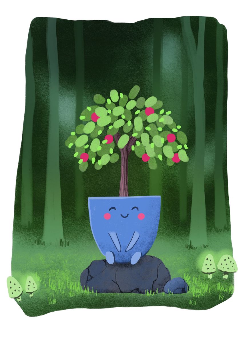 'Happy Little Tree' Poster, picture, metal print, paint by Flo | Displate