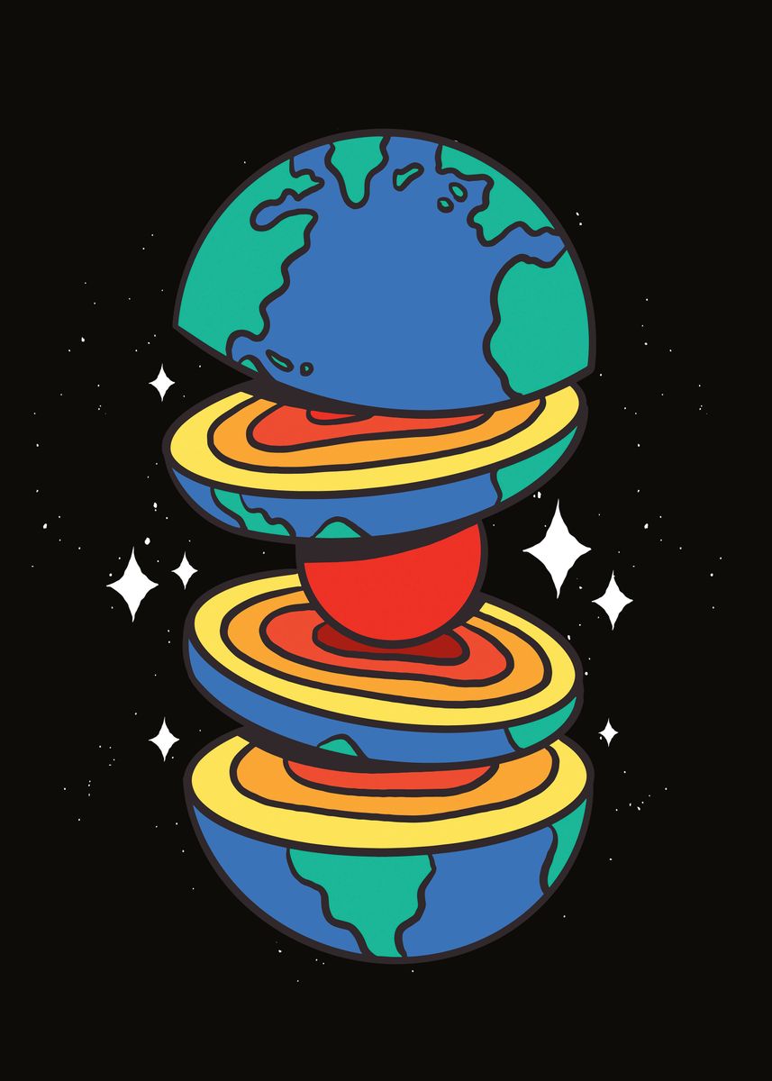 'Earth cut ' Poster, picture, metal print, paint by Simon Darren | Displate