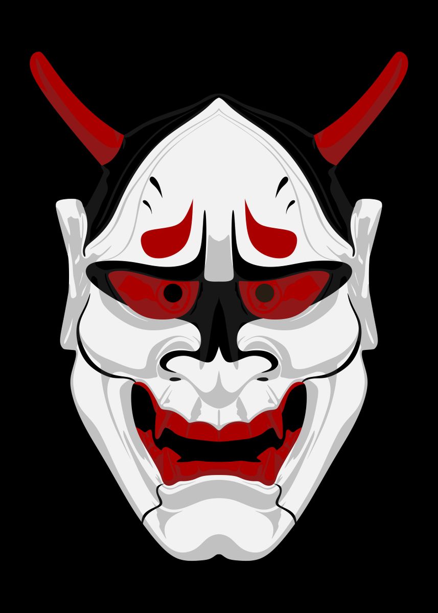 'Kabuki Mask 44' Poster, picture, metal print, paint by Josh B | Displate