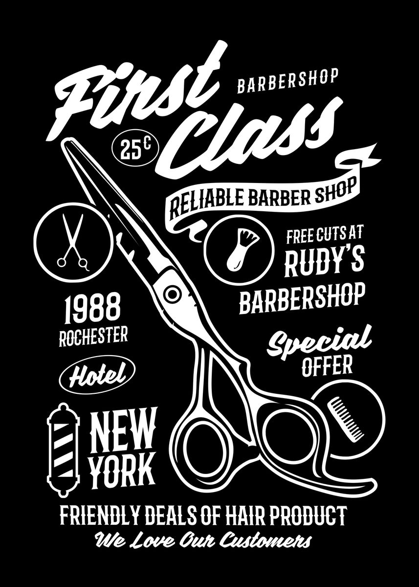 'First Class Barber Shop' Poster by Swagrid | Displate