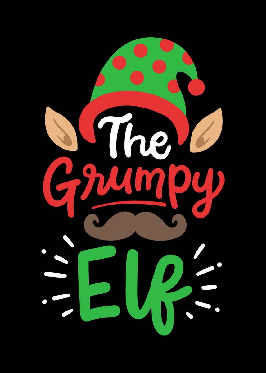 'Christmas Grumpy Elf' Poster, picture, metal print, paint by Mealla ...