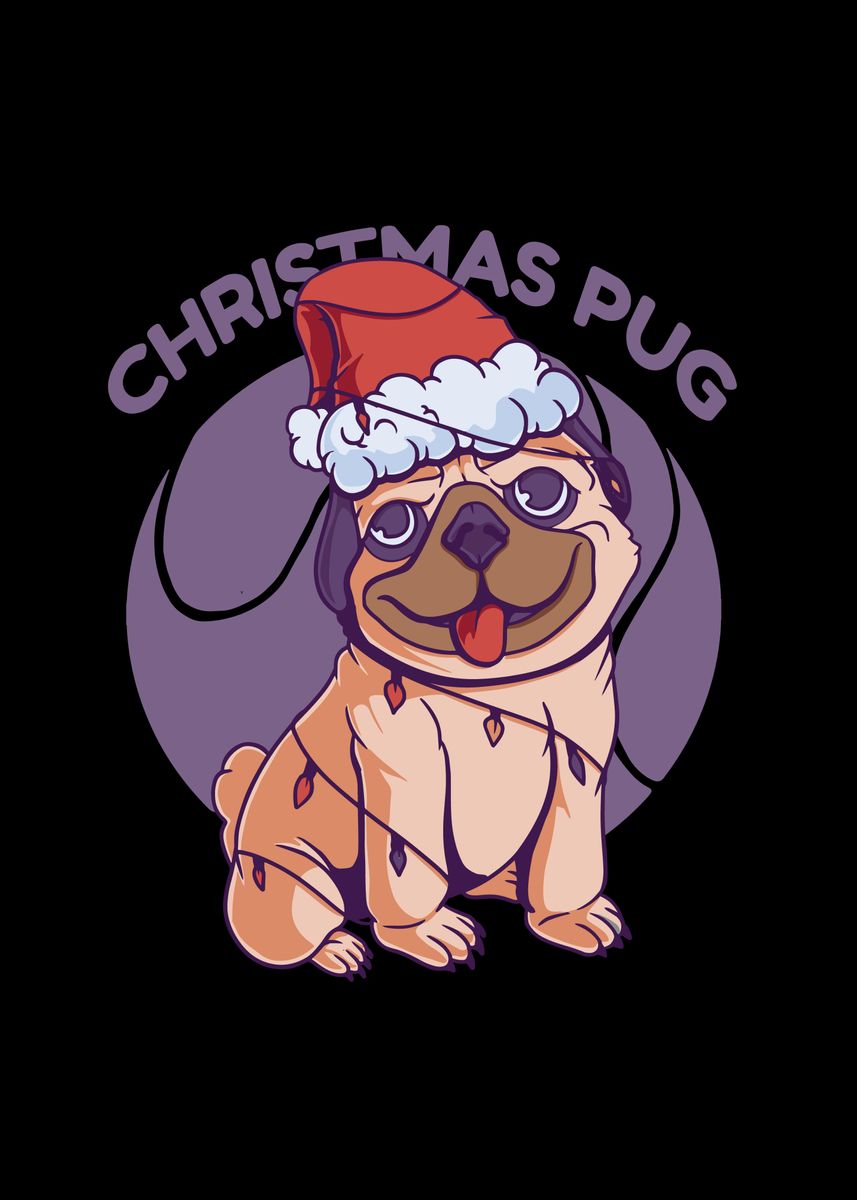 'Christmas pug dog animal' Poster by thetshirtshop2020 | Displate