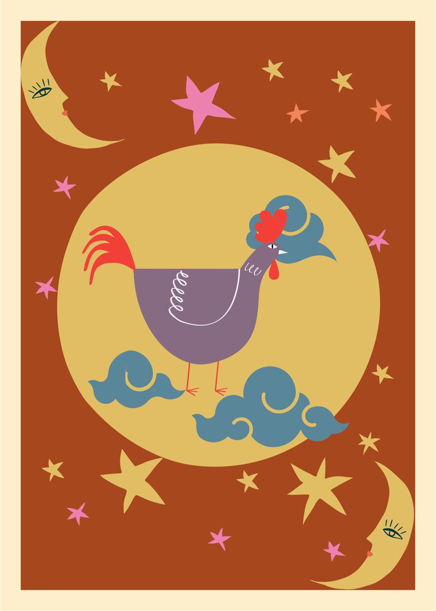 'Rooster Chinese Zodiac' Poster, picture, metal print, paint by Octavia ...