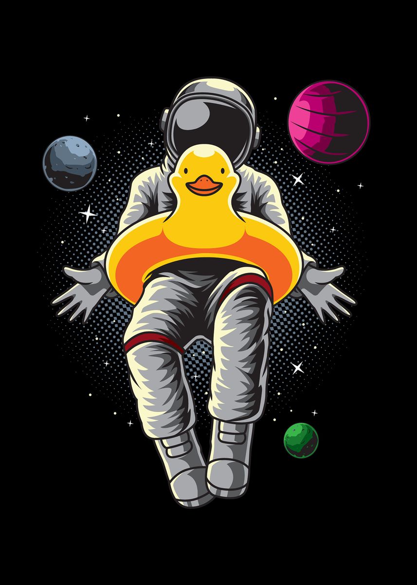 'Astronaut rubber duck' Poster, picture, metal print, paint by ...