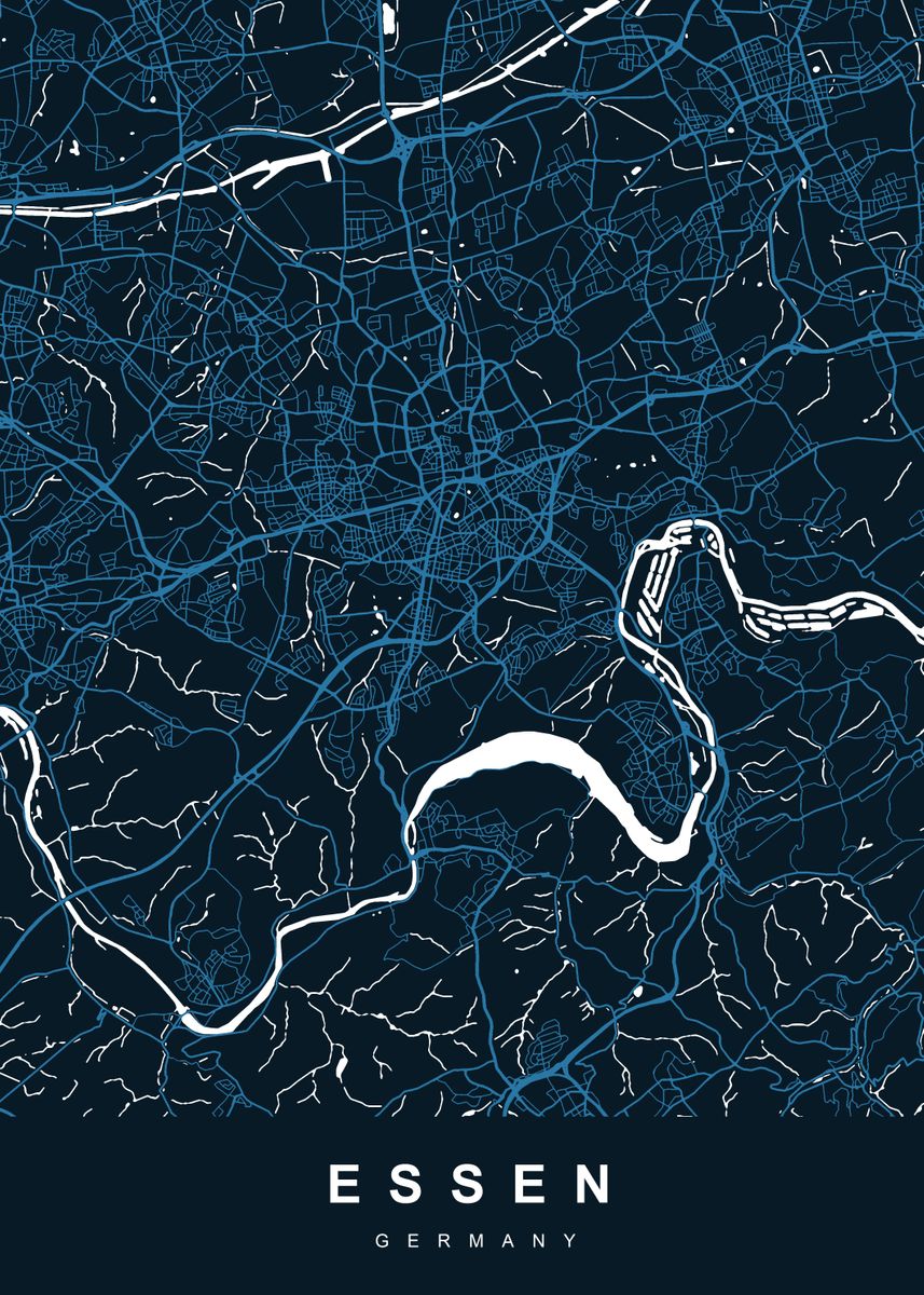 'ESSEN Map GERMANY' Poster, picture, metal print, paint by UrbanMaps ...