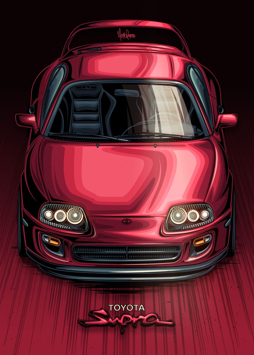 'Toyota Supra MK4 2JZ Red' Poster, picture, metal print, paint by Mário ...