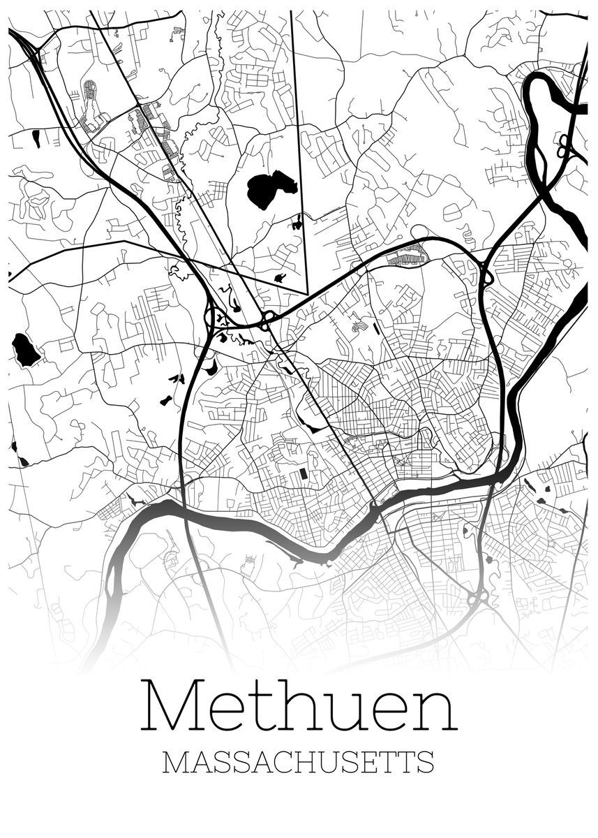 'Methuen Massachusetts map' Poster, picture, metal print, paint by ...