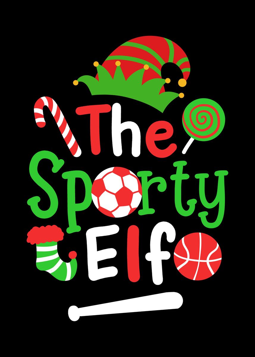 'Christmas Sporty Elf' Poster, picture, metal print, paint by Mealla ...