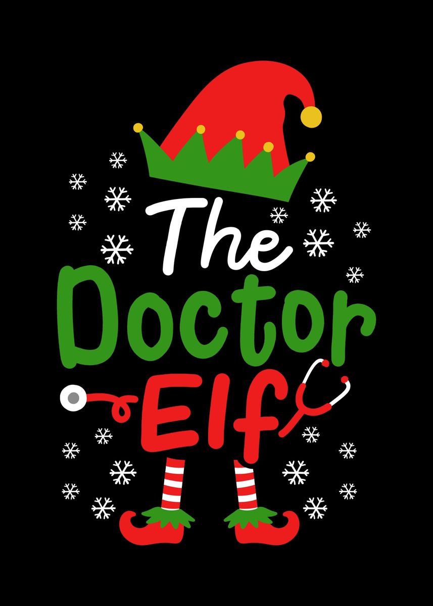 'Christmas Doctor Elf' Poster, picture, metal print, paint by Mealla ...