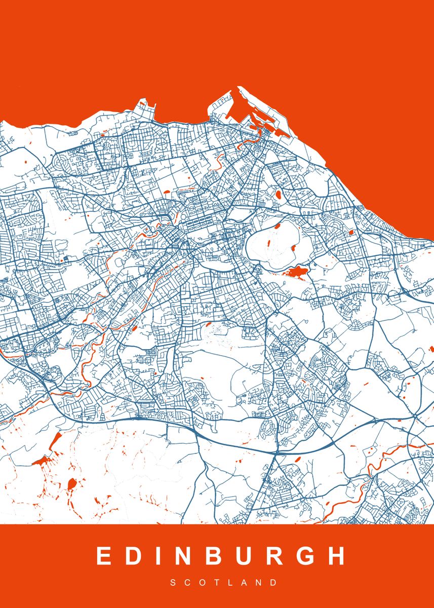 'EDINBURGH Map SCOTLAND UK' Poster, picture, metal print, paint by ...