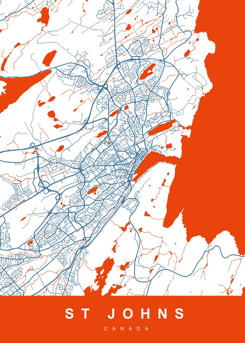 'ST JOHNS Map CANADA' Poster, picture, metal print, paint by UrbanMaps ...