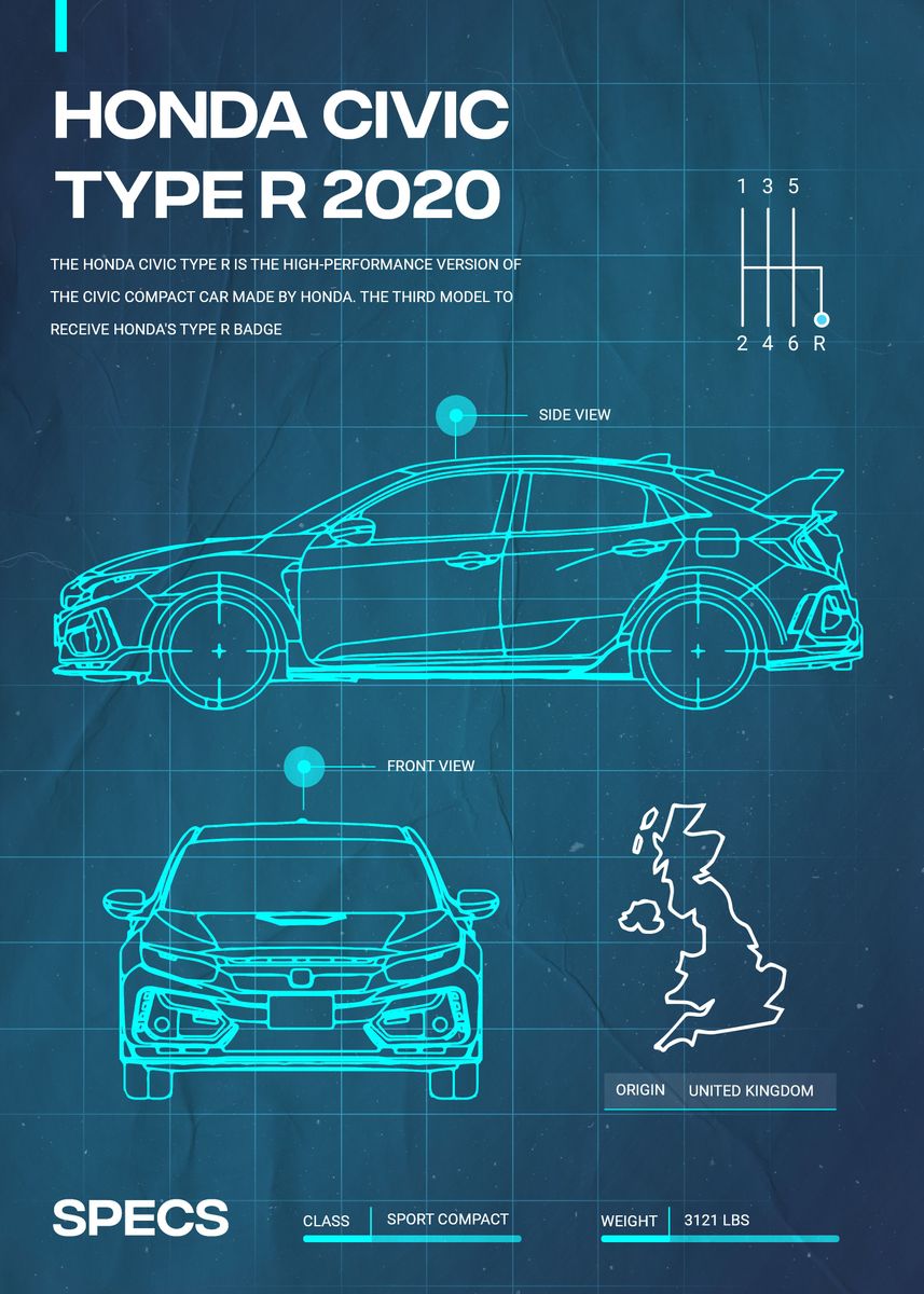 'Honda Civic Car' Poster, picture, metal print, paint by Basues | Displate