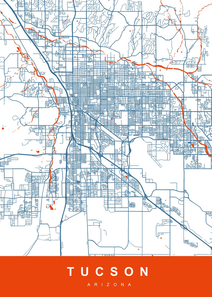 'TUCSON Map ARIZONA' Poster by UrbanMaps | Displate