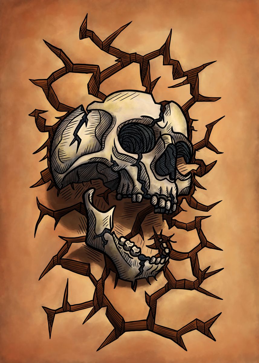'Drought Skull' Poster, picture, metal print, paint by Patrik Fuxa ...