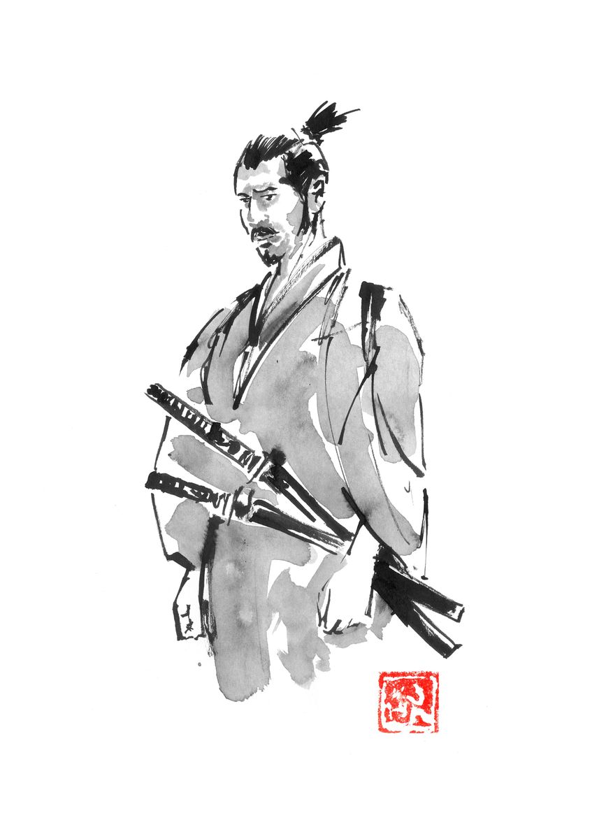 'disappointed samurai' Poster, picture, metal print, paint by pechane ...